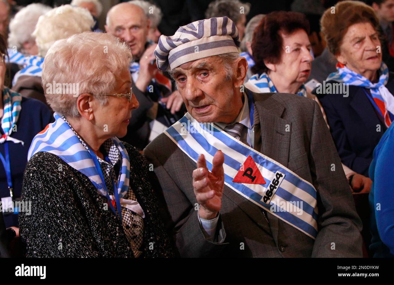 Holocaust survivors attend a ceremony at the former Auschwitz Nazi ...