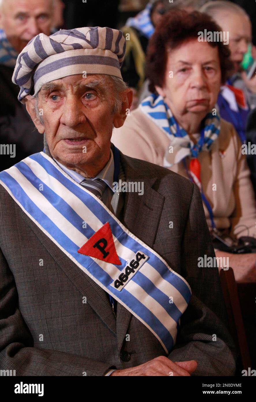 Holocaust survivors attend a ceremony at the former Auschwitz Nazi ...