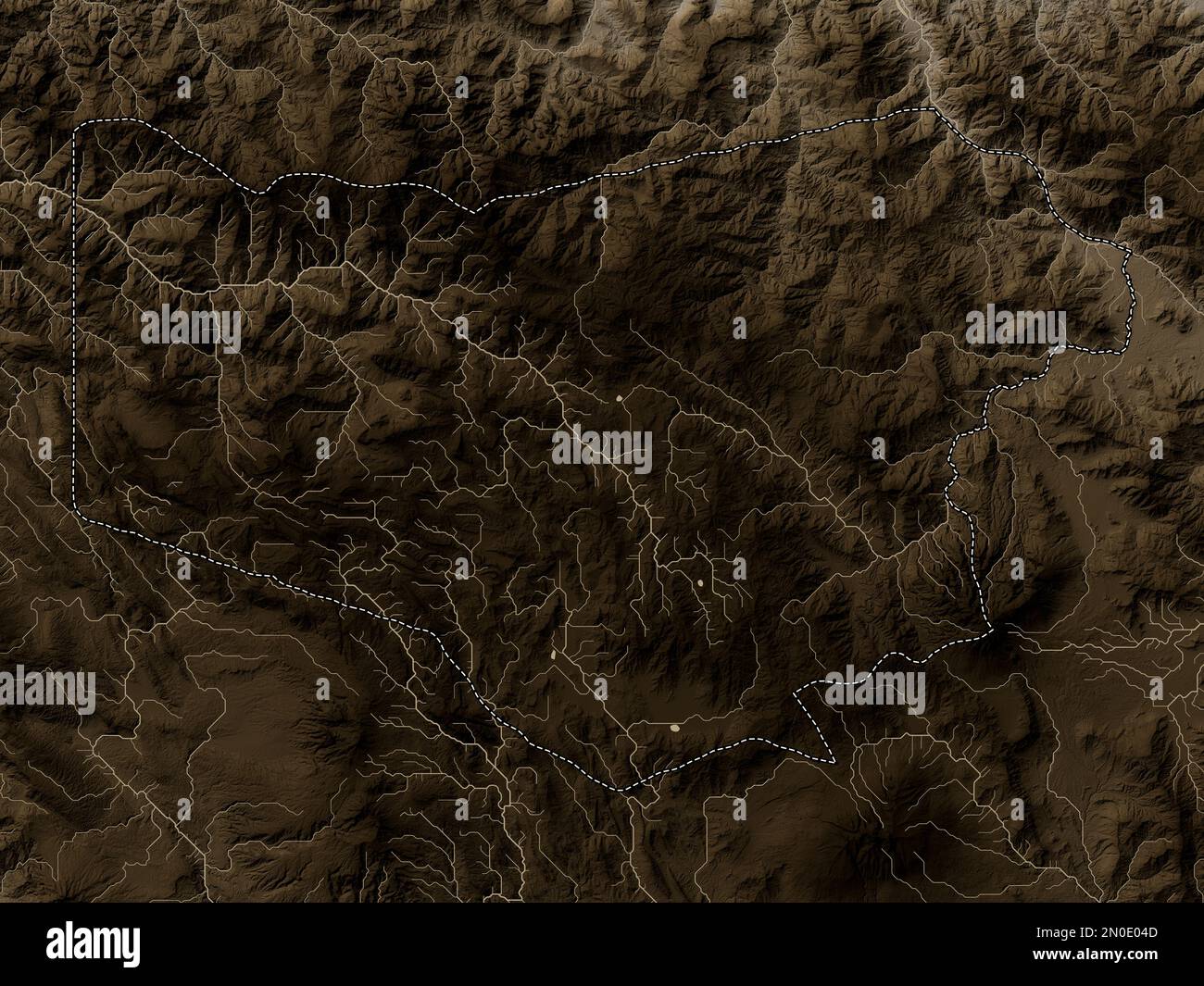 Enga, province of Papua New Guinea. Elevation map colored in sepia ...