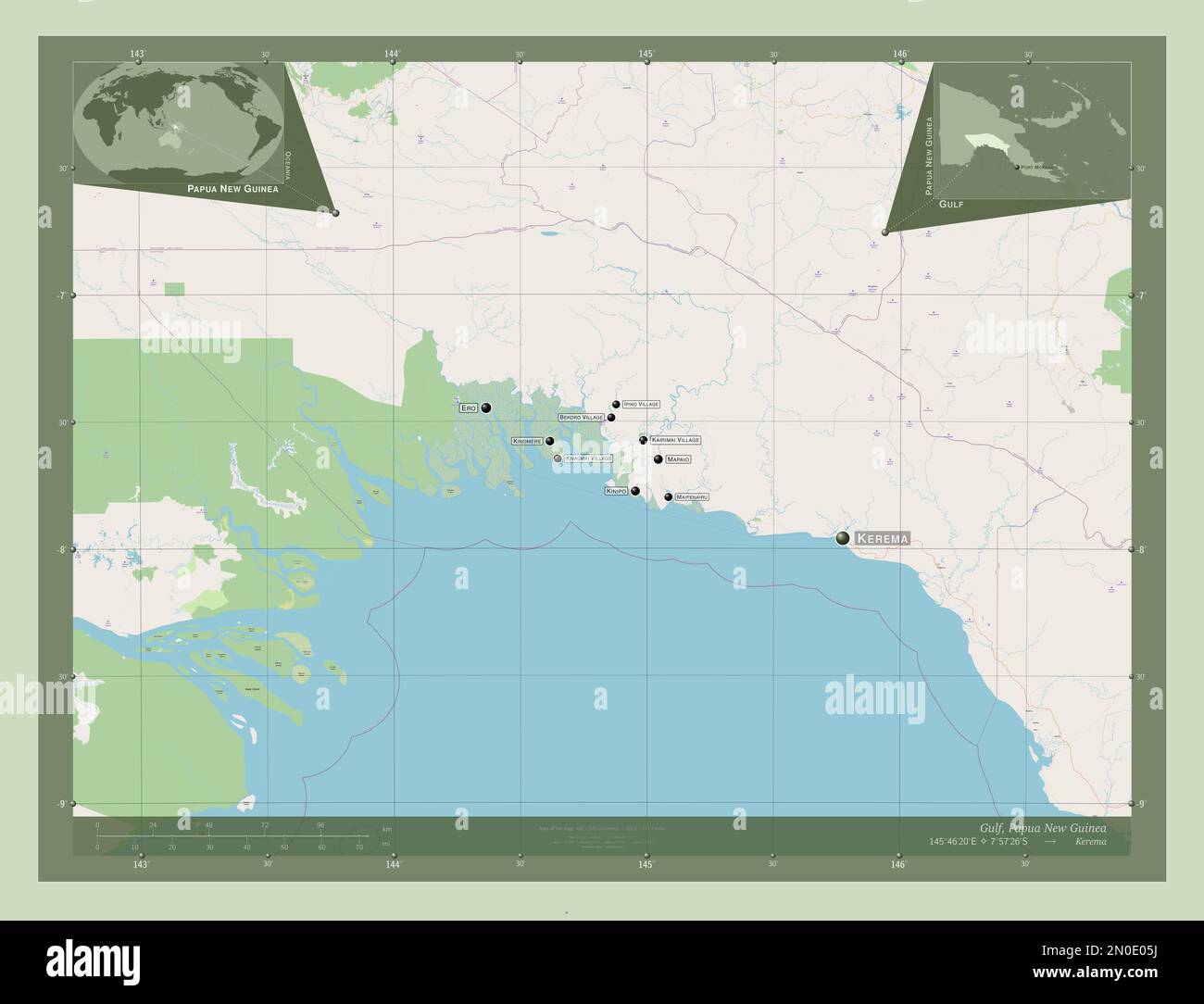 Gulf, province of Papua New Guinea. Open Street Map. Locations and ...