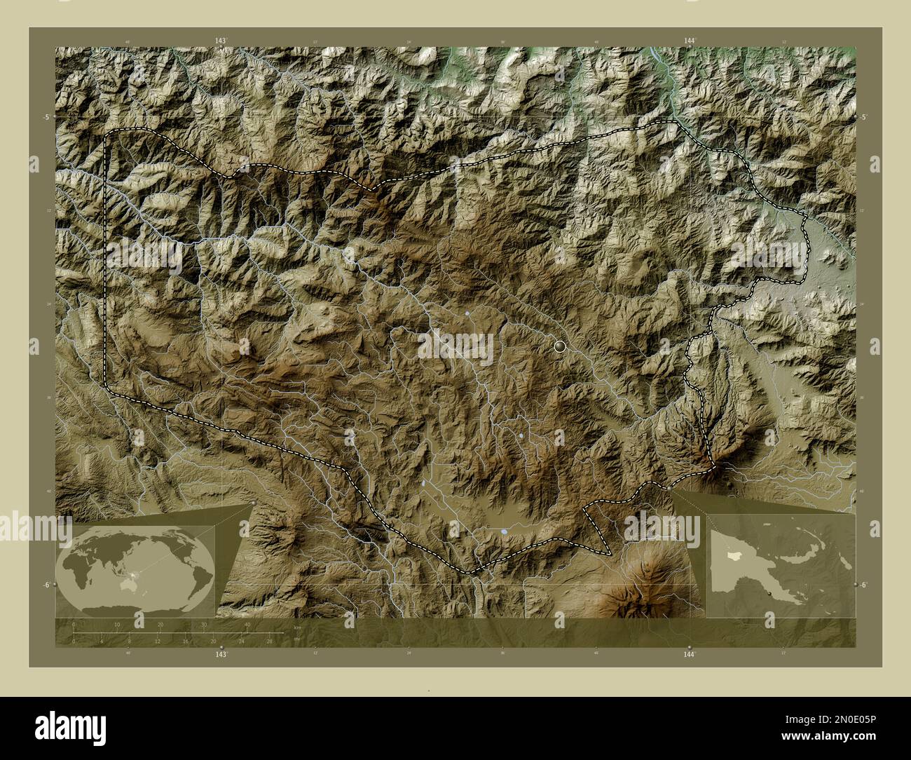 Enga, province of Papua New Guinea. Elevation map colored in wiki style ...