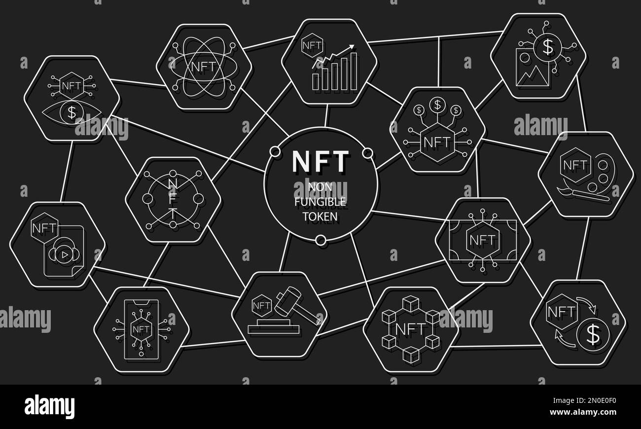 NFT technology line icon set. Crypto Icon or Logo Symbol vector illustration Stock Vector Image ...