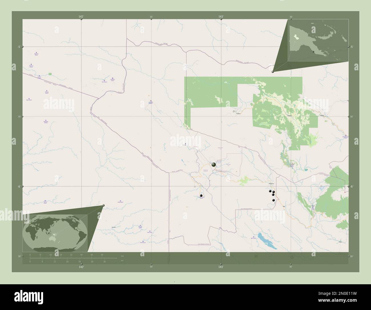 Hela, province of Papua New Guinea. Open Street Map. Locations of major ...