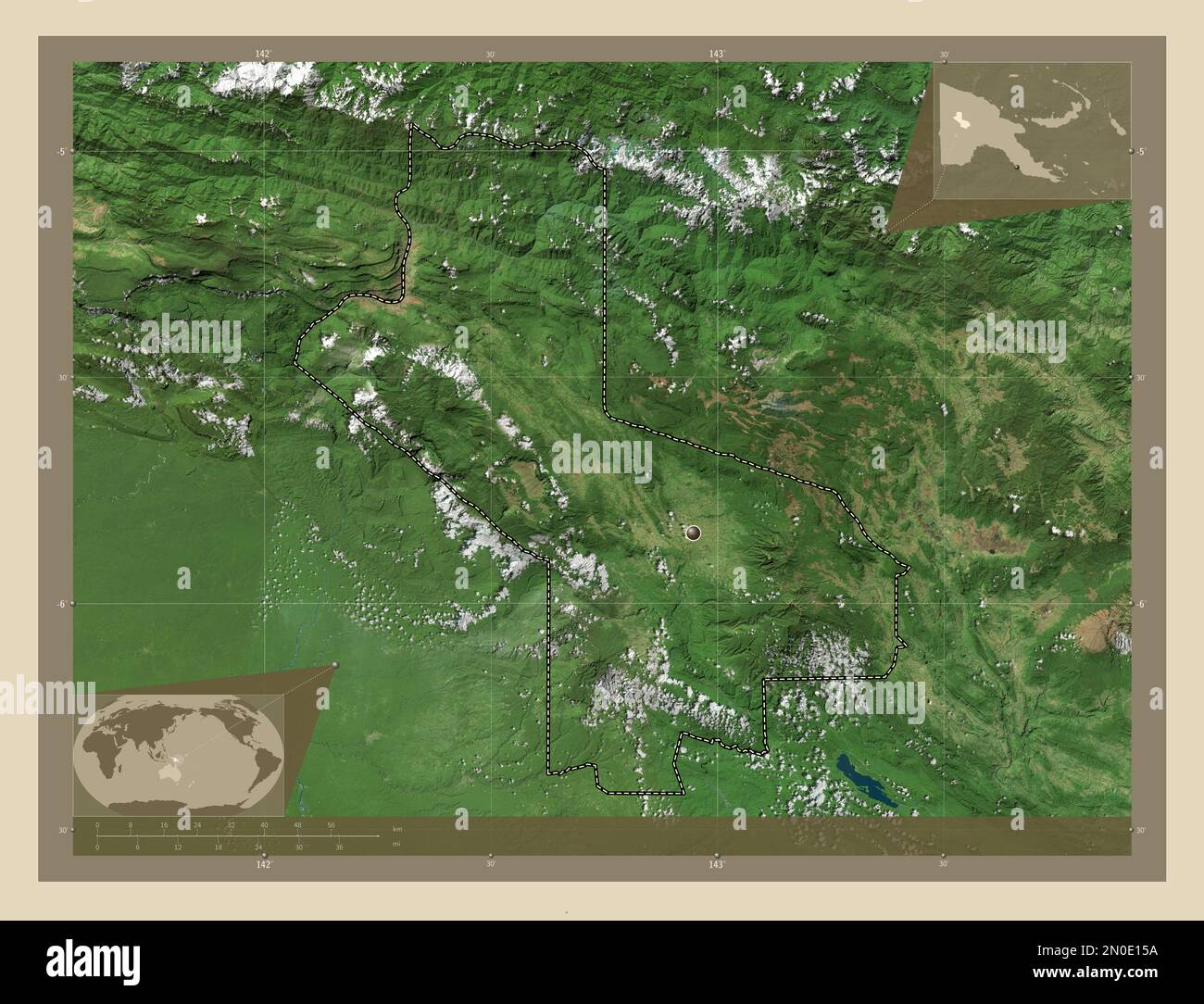 Hela, province of Papua New Guinea. High resolution satellite map ...