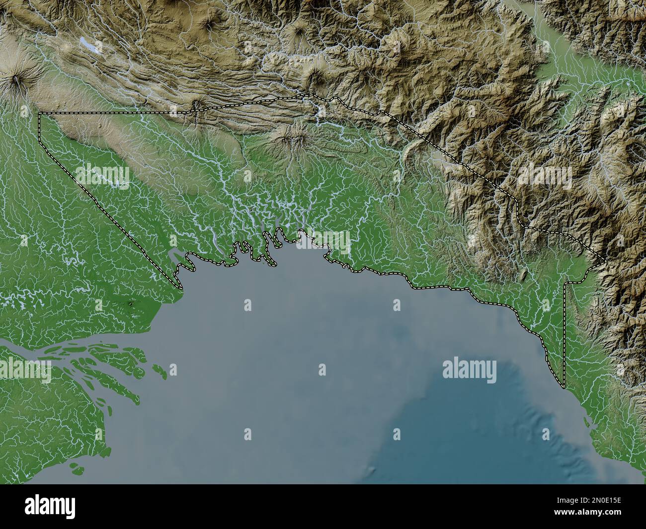 Gulf, province of Papua New Guinea. Elevation map colored in wiki style ...