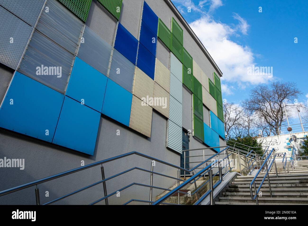 Staircase leading to the entrance of the famous Rijeka football stadium ...