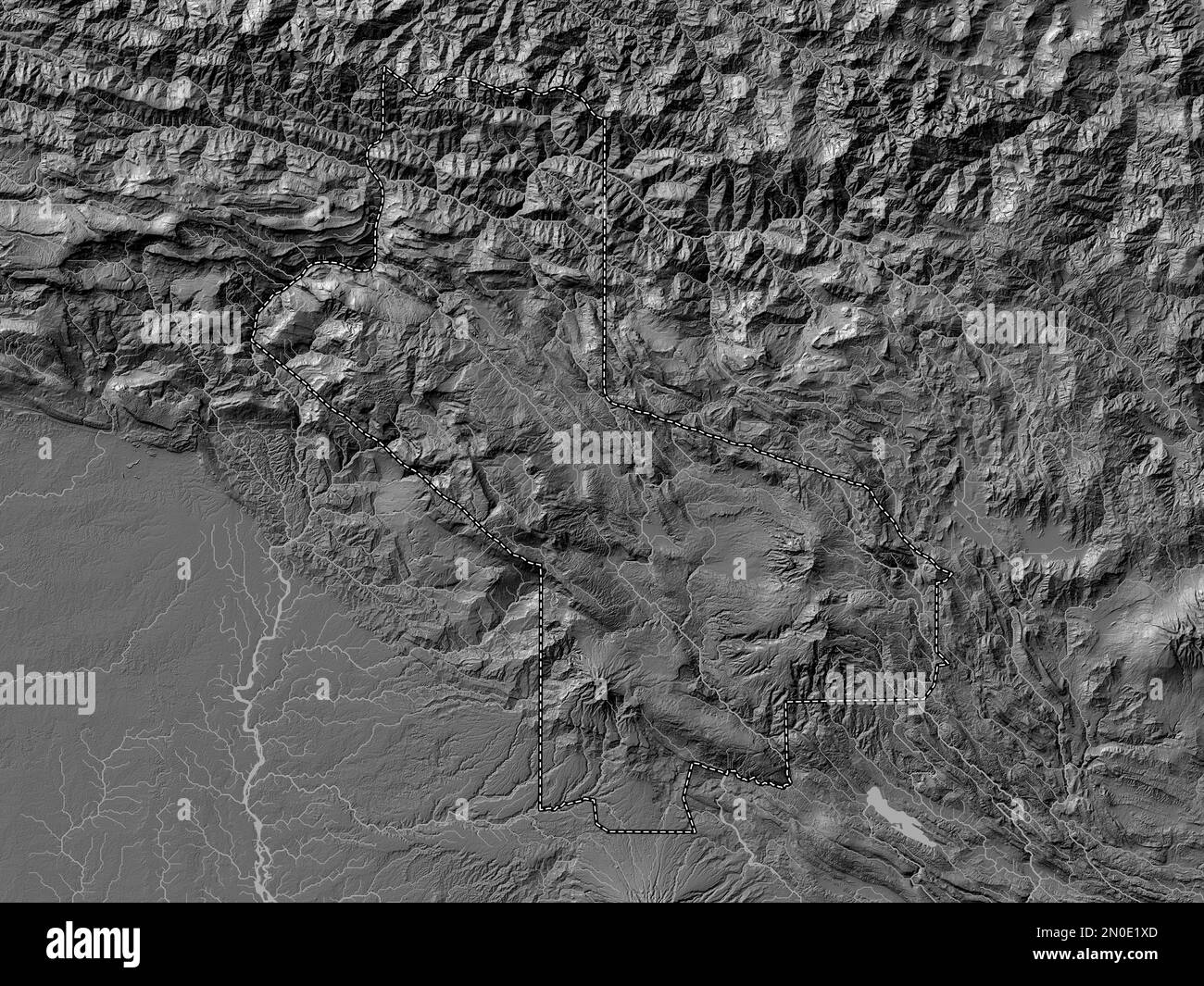 Hela, province of Papua New Guinea. Bilevel elevation map with lakes ...