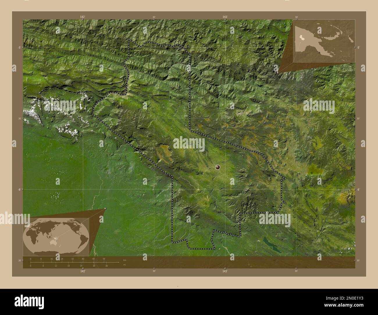Hela, province of Papua New Guinea. Low resolution satellite map ...