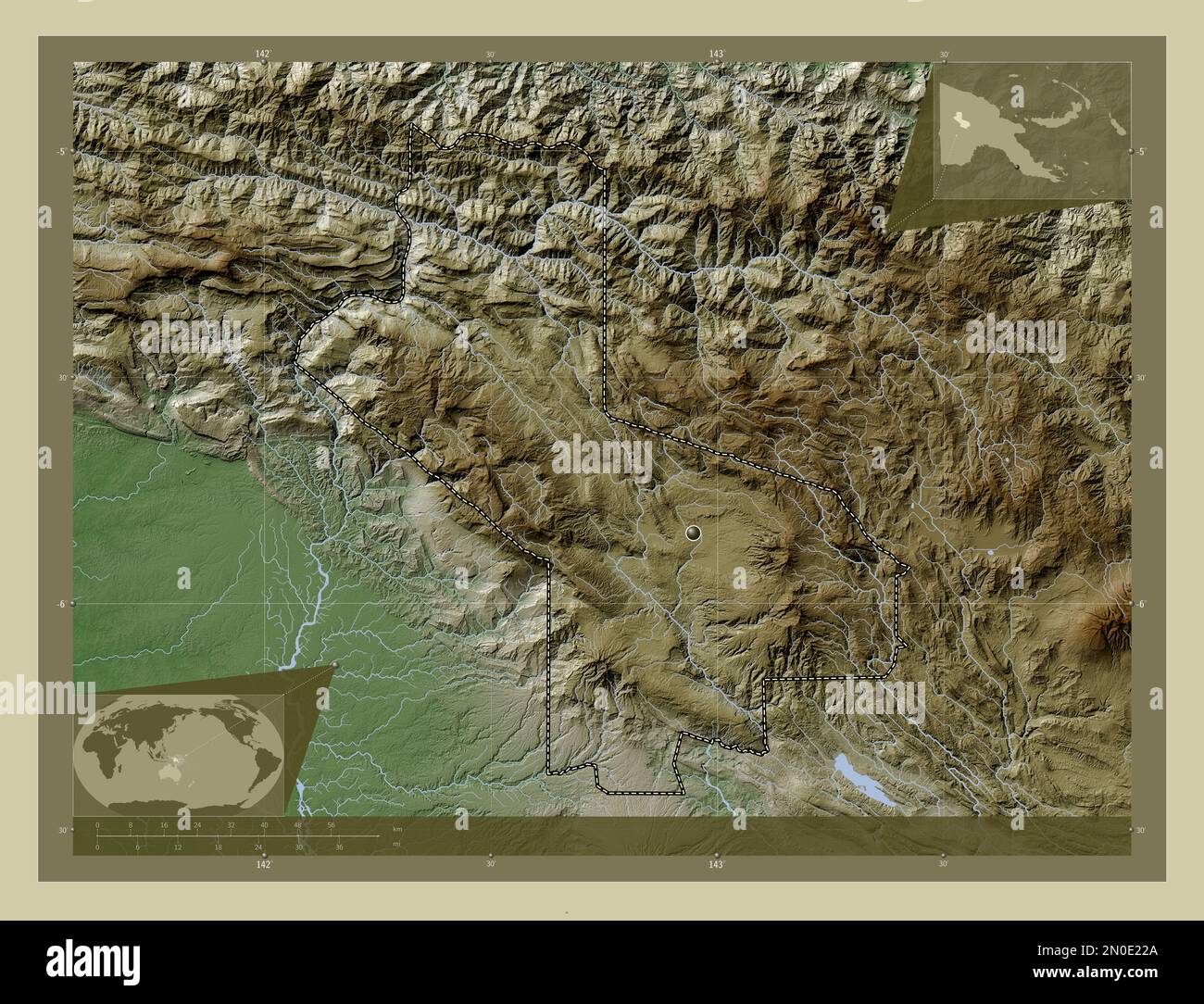Hela, province of Papua New Guinea. Elevation map colored in wiki style ...
