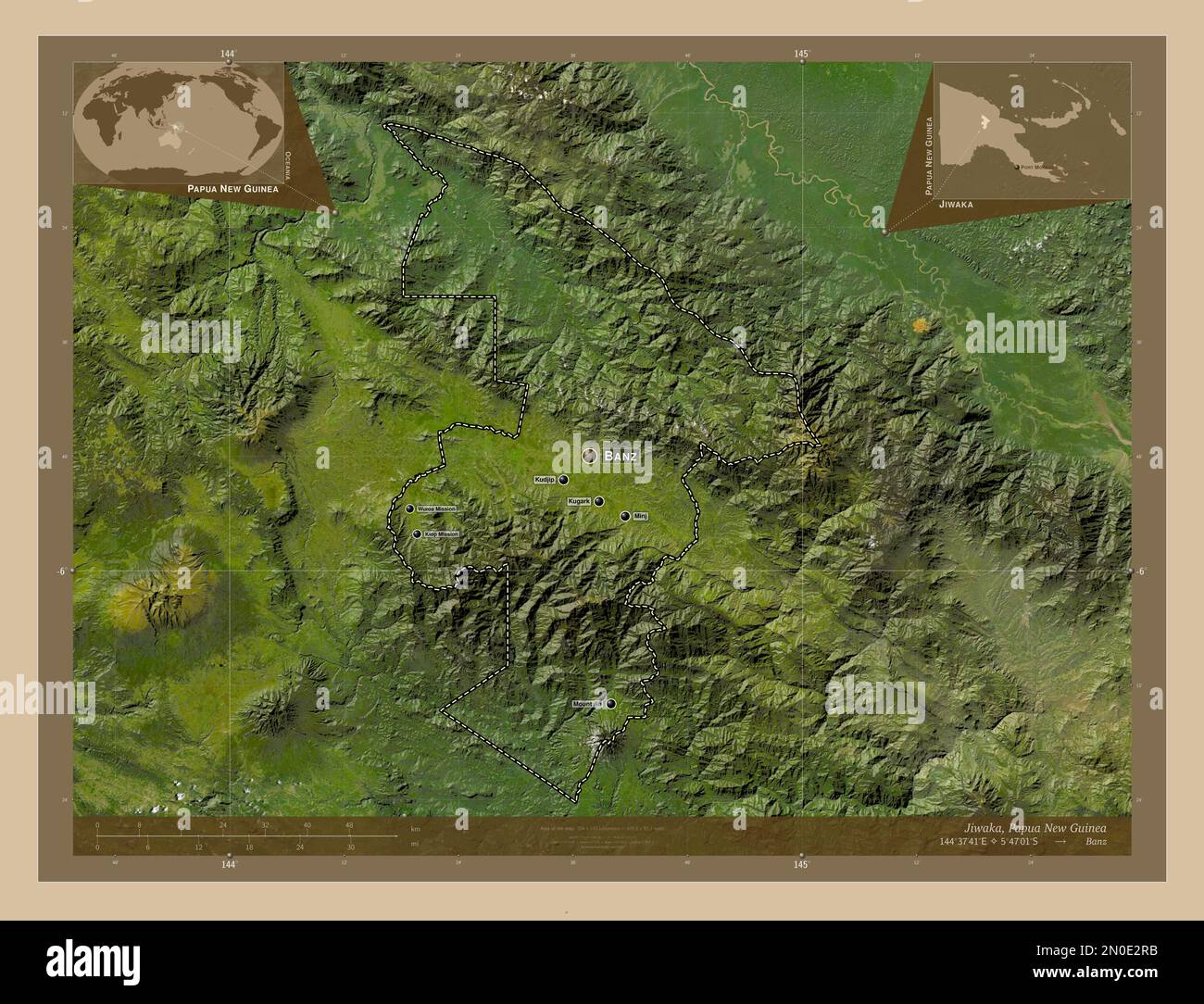 Jiwaka, province of Papua New Guinea. Low resolution satellite map ...