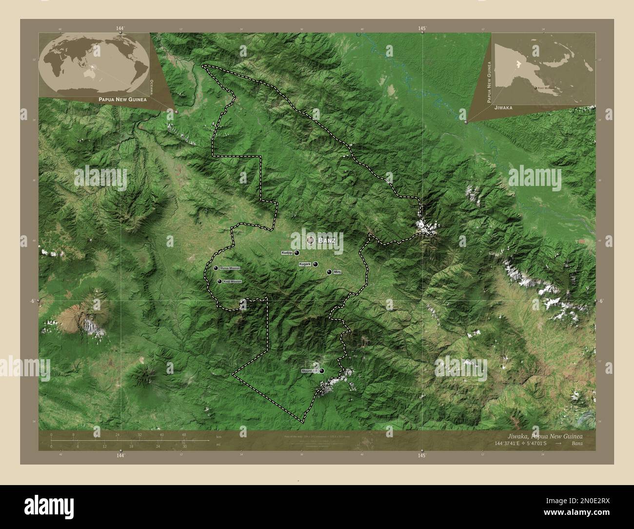 Jiwaka, province of Papua New Guinea. High resolution satellite map ...