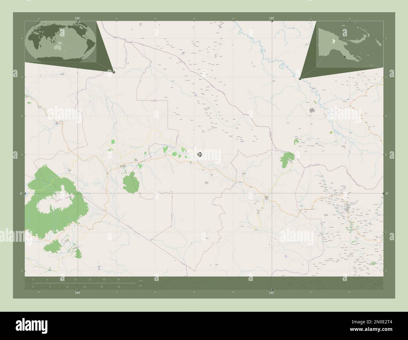 Jiwaka, province of Papua New Guinea. Open Street Map. Corner auxiliary ...