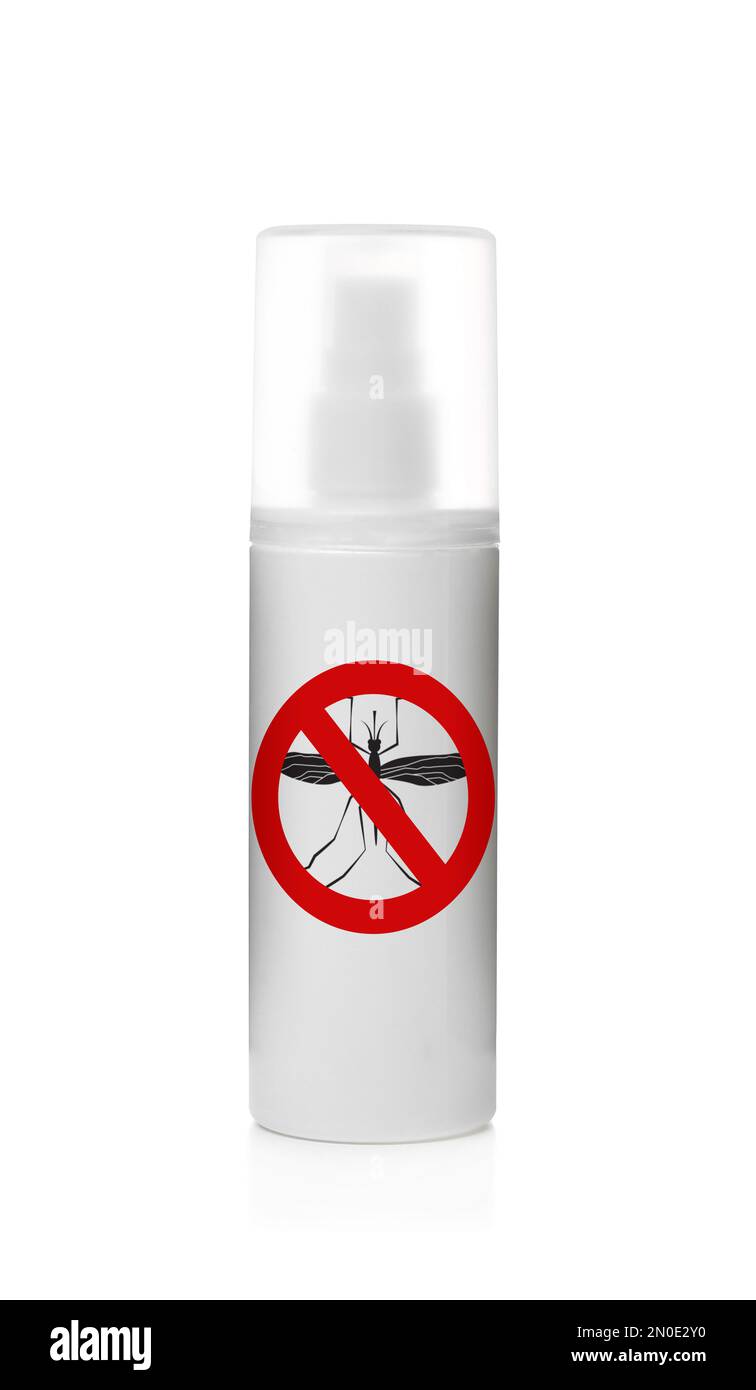 Bottle of insect repellent on white background Stock Photo - Alamy