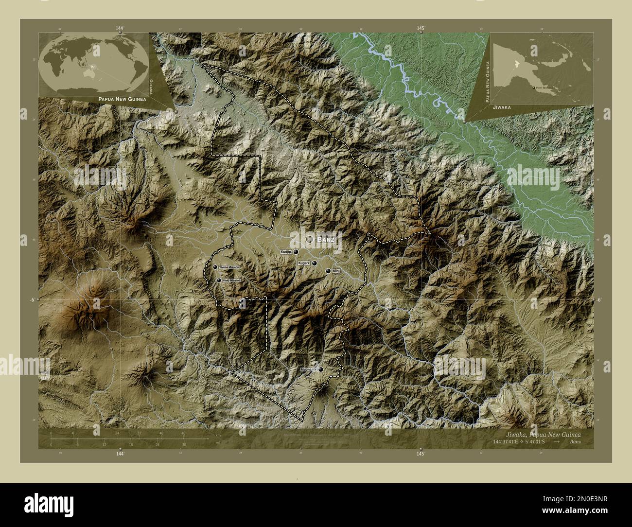 Jiwaka, province of Papua New Guinea. Elevation map colored in wiki ...
