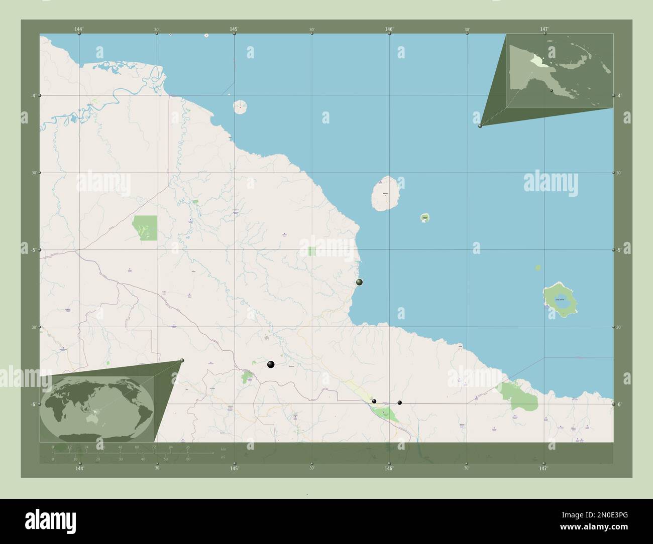 Madang, province of Papua New Guinea. Open Street Map. Locations of ...