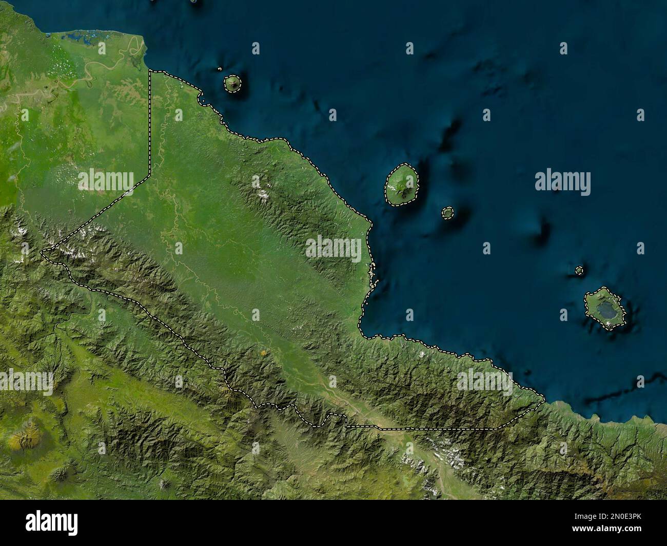 Madang, province of Papua New Guinea. Low resolution satellite map ...