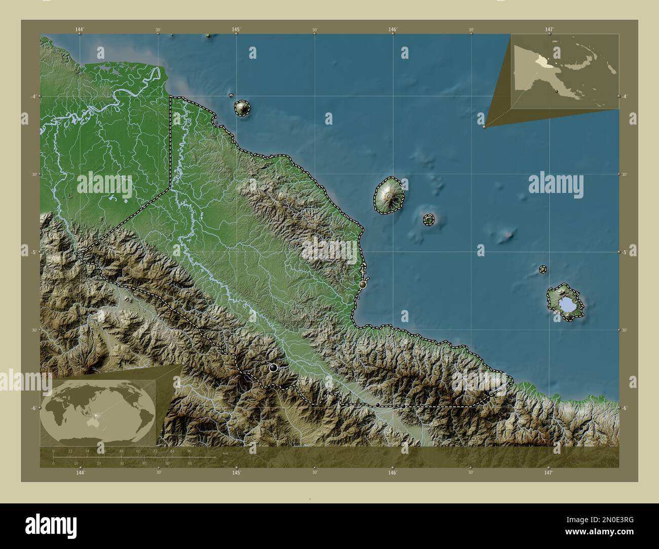 Madang, province of Papua New Guinea. Elevation map colored in wiki ...