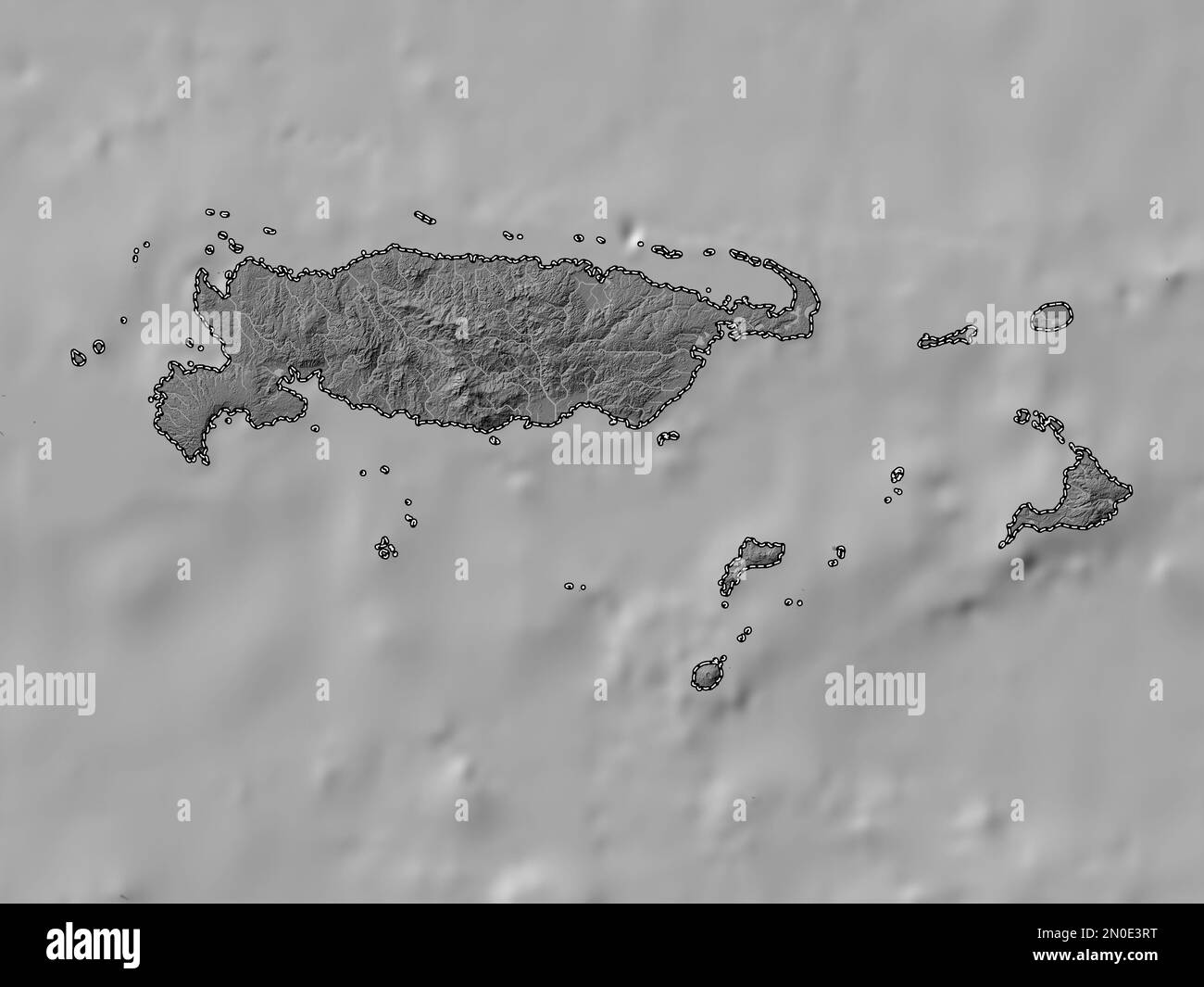 Manus, province of Papua New Guinea. Bilevel elevation map with lakes ...