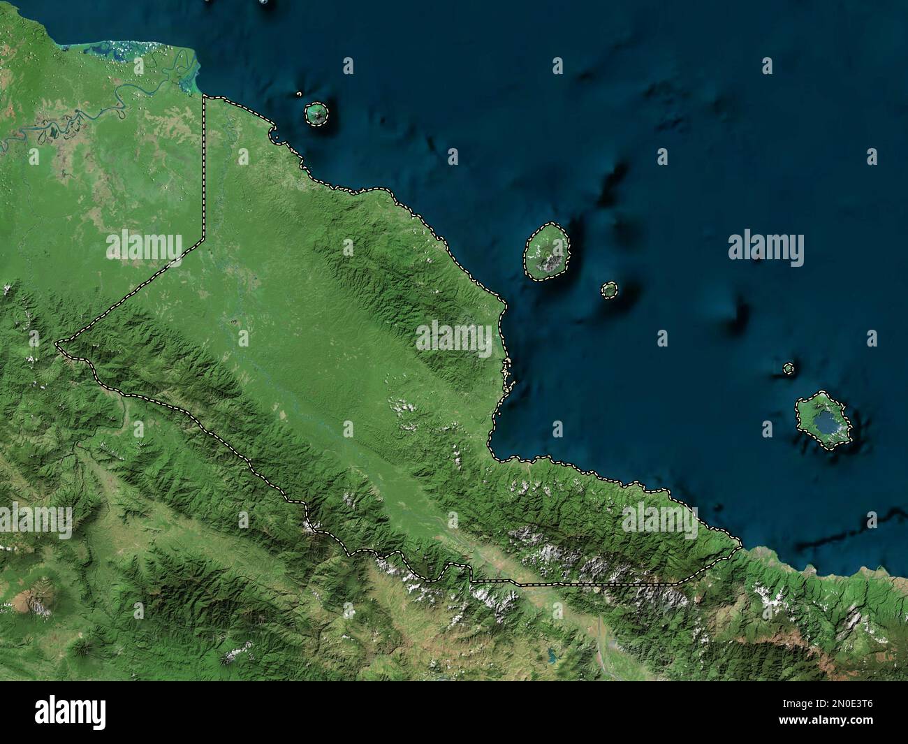 Madang, province of Papua New Guinea. High resolution satellite map ...