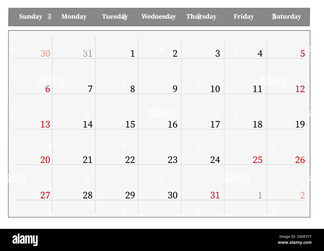 Minimalist monthly calendar design on white background Stock Photo - Alamy