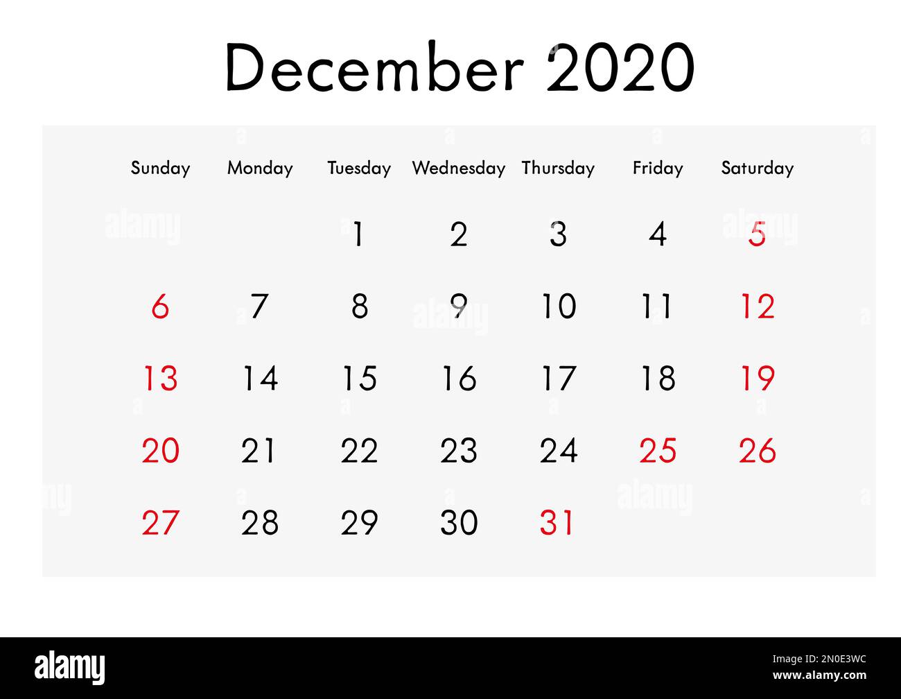 Month december 2020 on Cut Out Stock Images & Pictures - Alamy