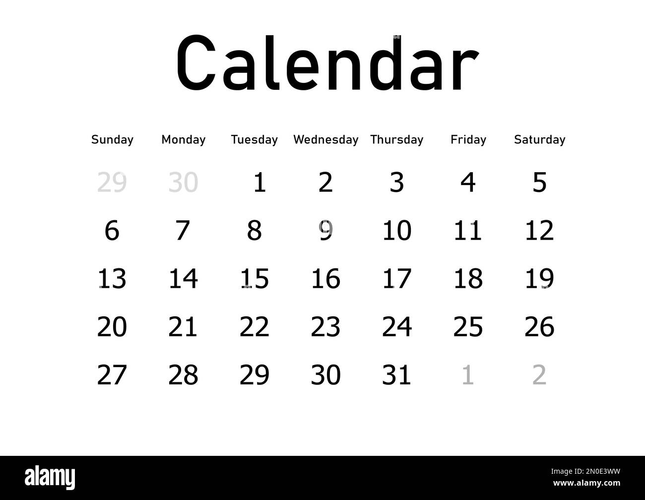 Minimalist monthly calendar design on white background Stock Photo - Alamy