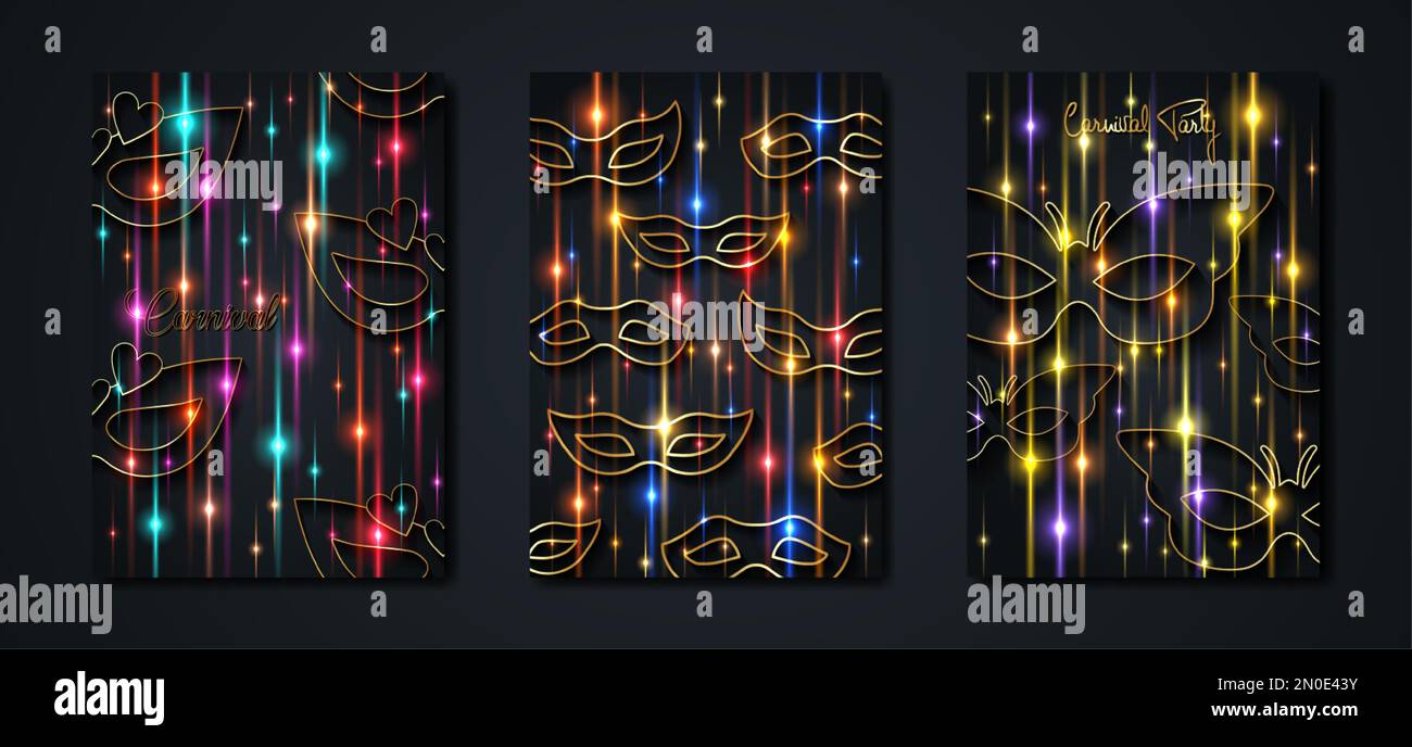 Carnival gold and black posters set, flyer or invitation design ...
