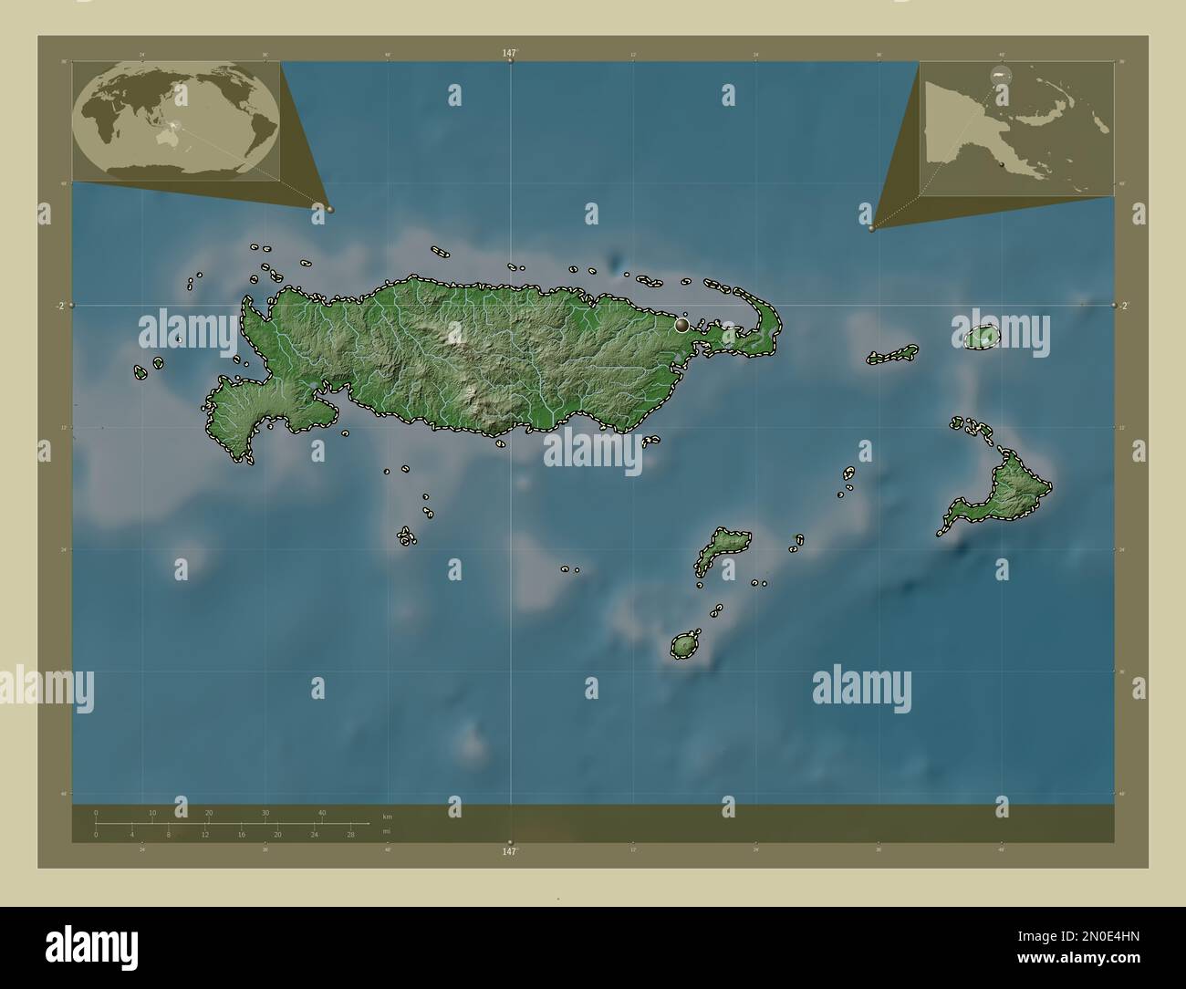 Manus, province of Papua New Guinea. Elevation map colored in wiki ...