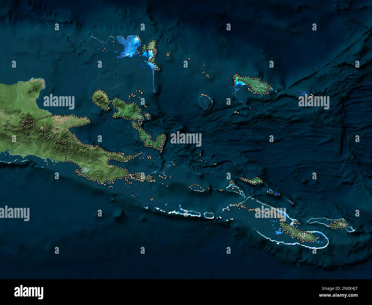 Milne Bay, province of Papua New Guinea. High resolution satellite map ...