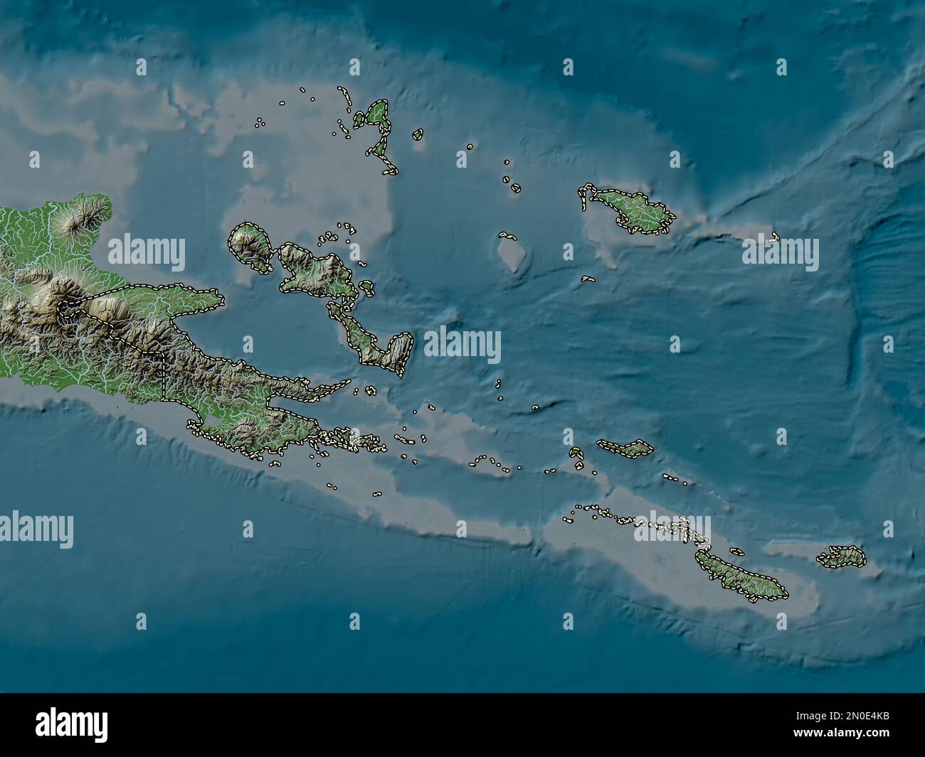 Milne Bay, province of Papua New Guinea. Elevation map colored in wiki ...