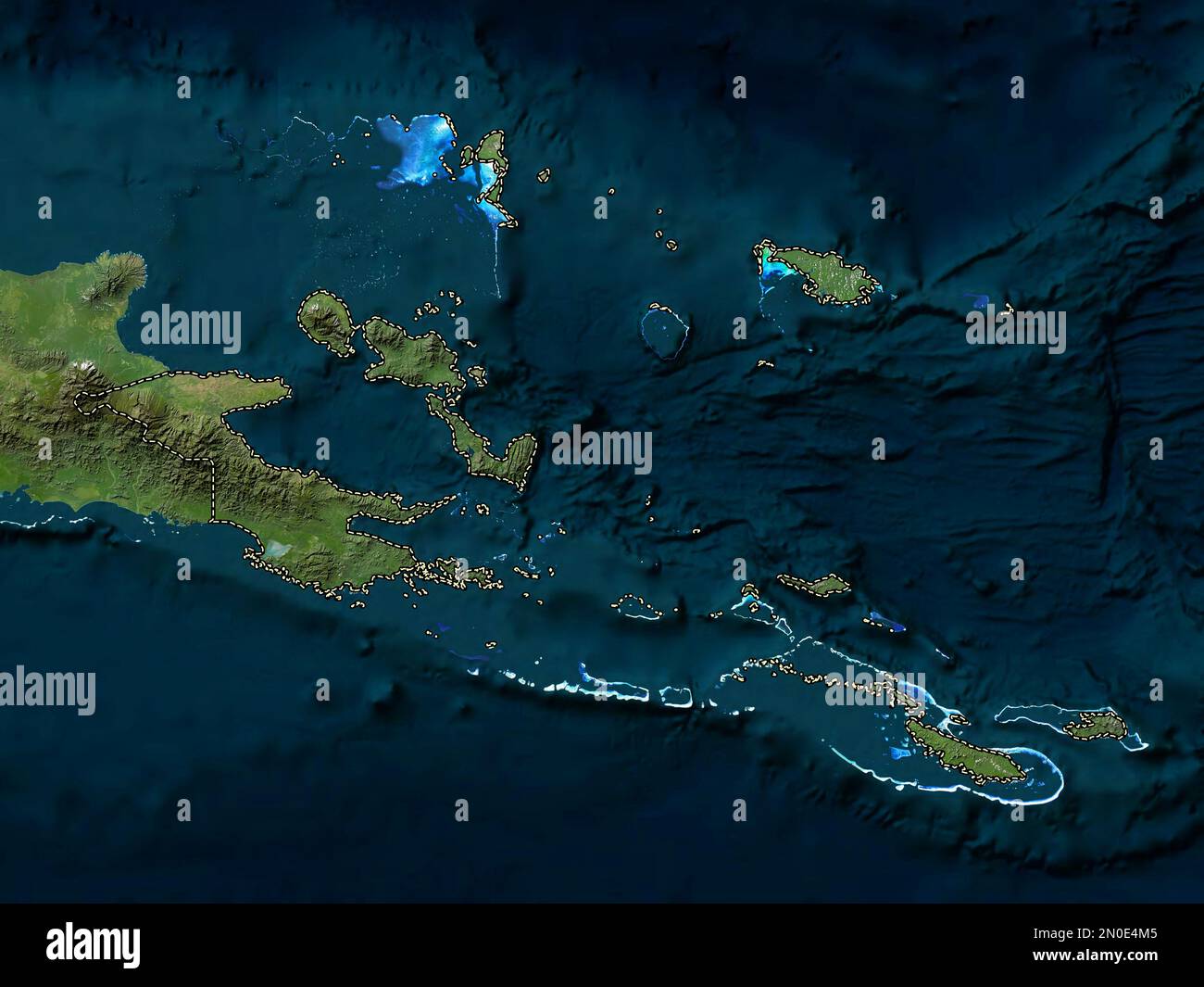 Milne Bay, province of Papua New Guinea. Low resolution satellite map ...