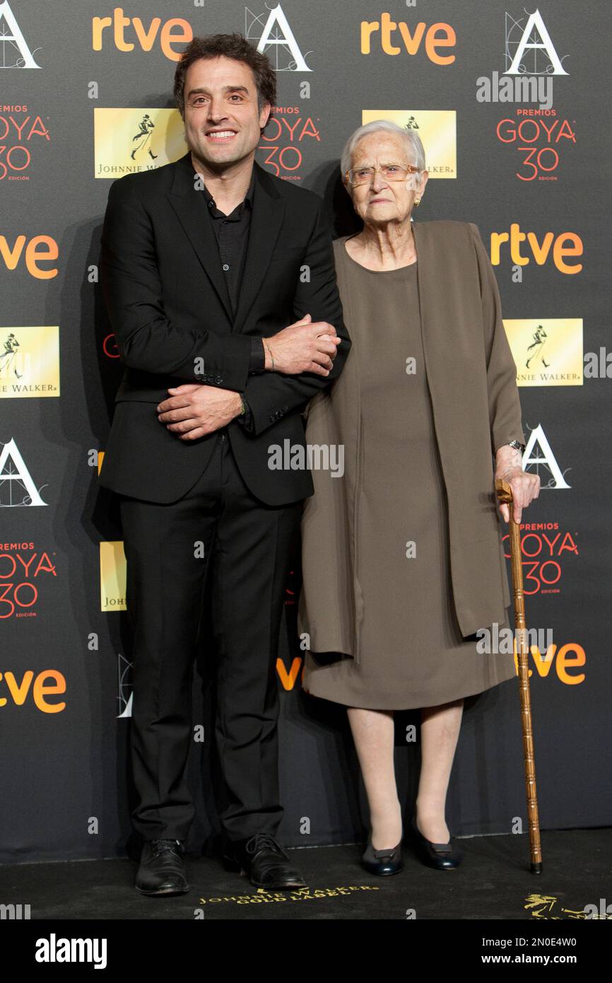 Spanish director Daniel Guzman and his grandmother Antonia Guzman pose ...