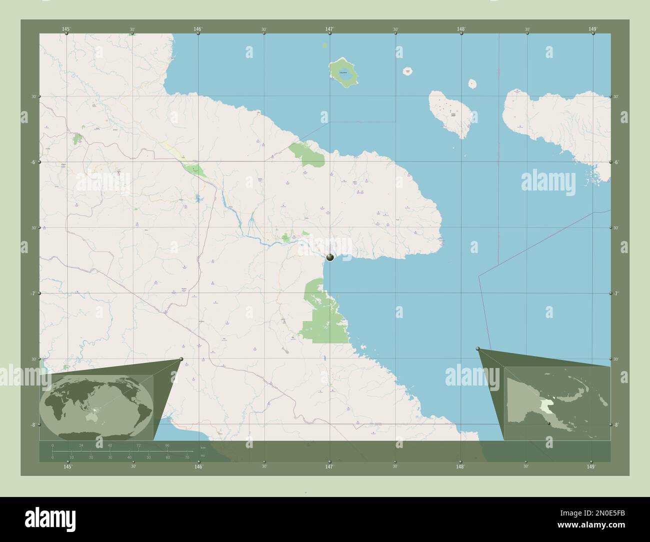 Morobe, province of Papua New Guinea. Open Street Map. Corner auxiliary ...