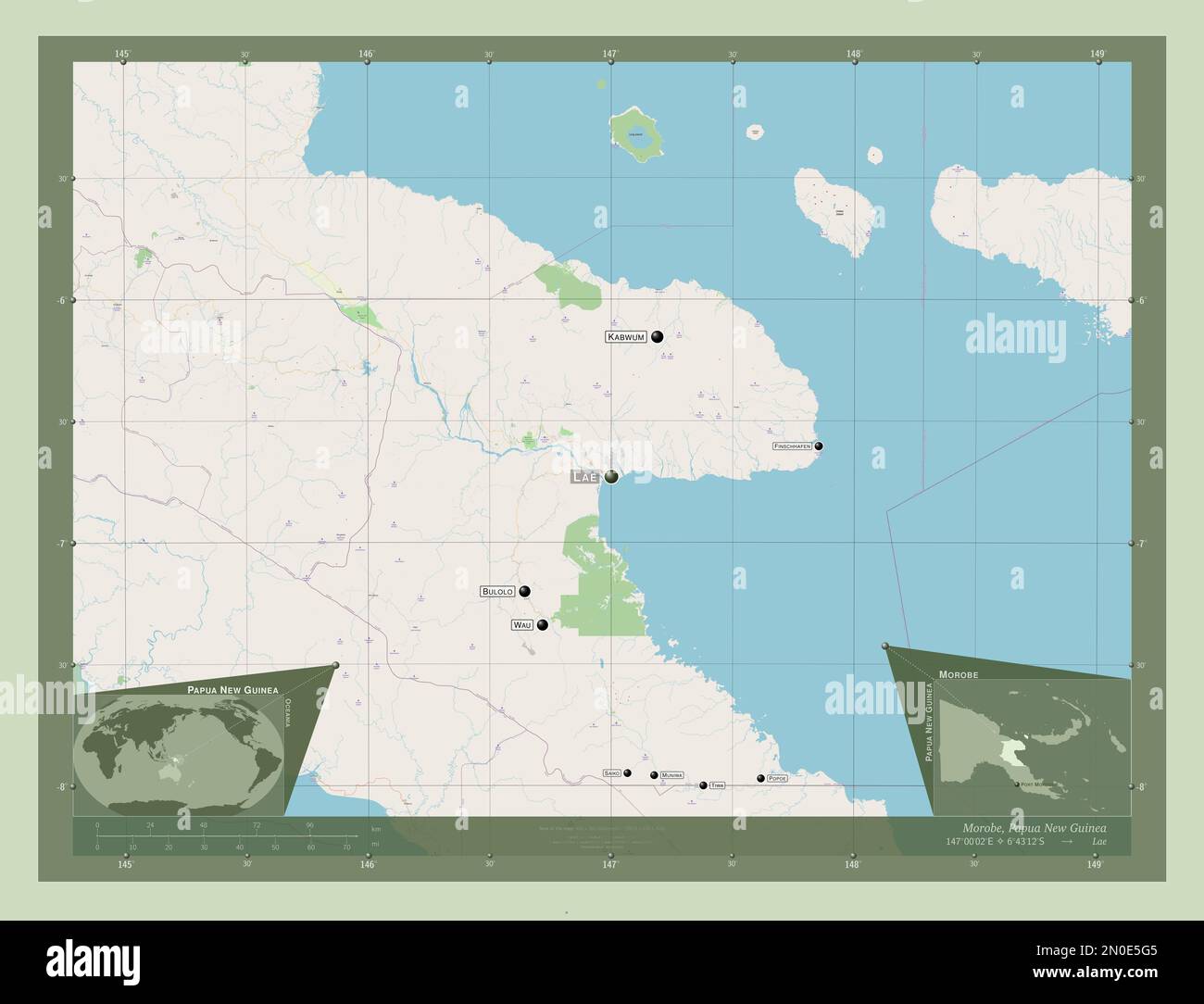 Morobe, province of Papua New Guinea. Open Street Map. Locations and ...