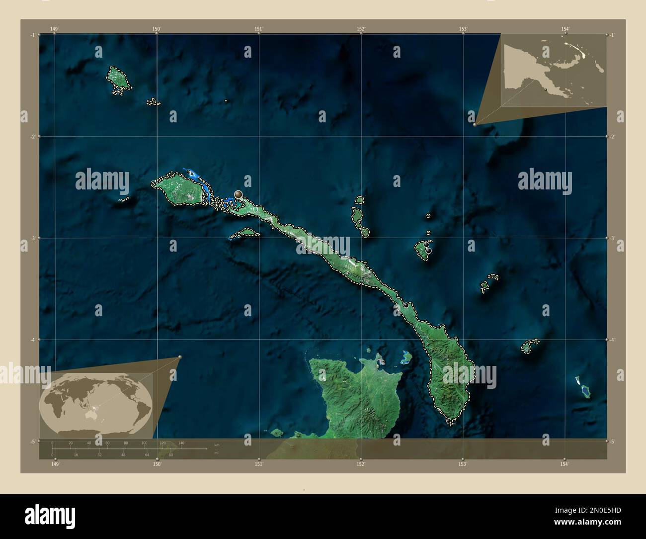New Ireland, province of Papua New Guinea. High resolution satellite ...