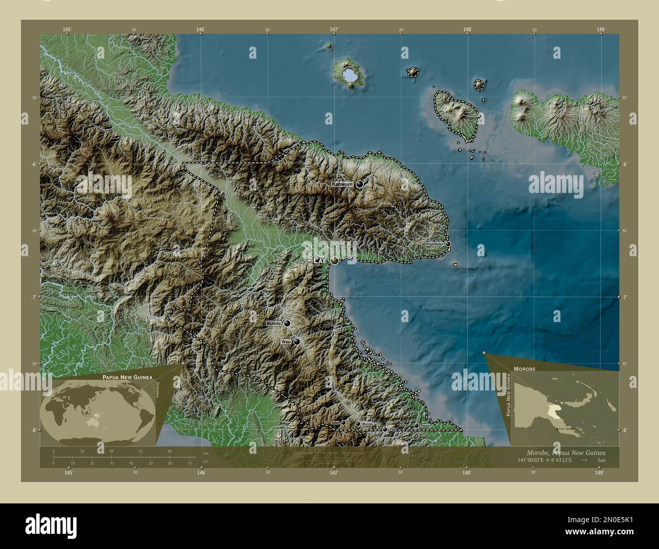 Morobe, province of Papua New Guinea. Elevation map colored in wiki ...