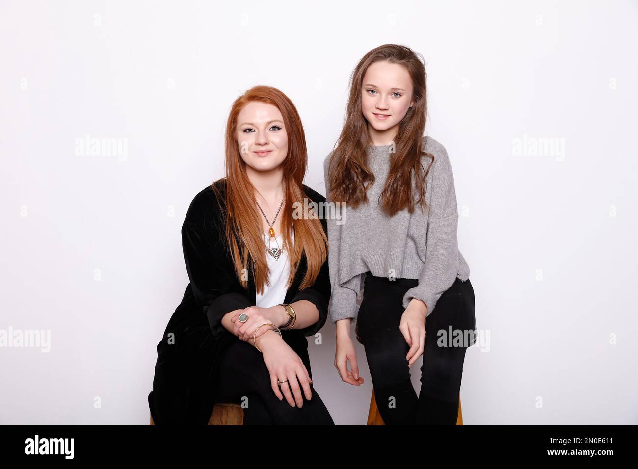 Actresses Elizabeth Morris, left, and Isabelle Allen pose for a ...