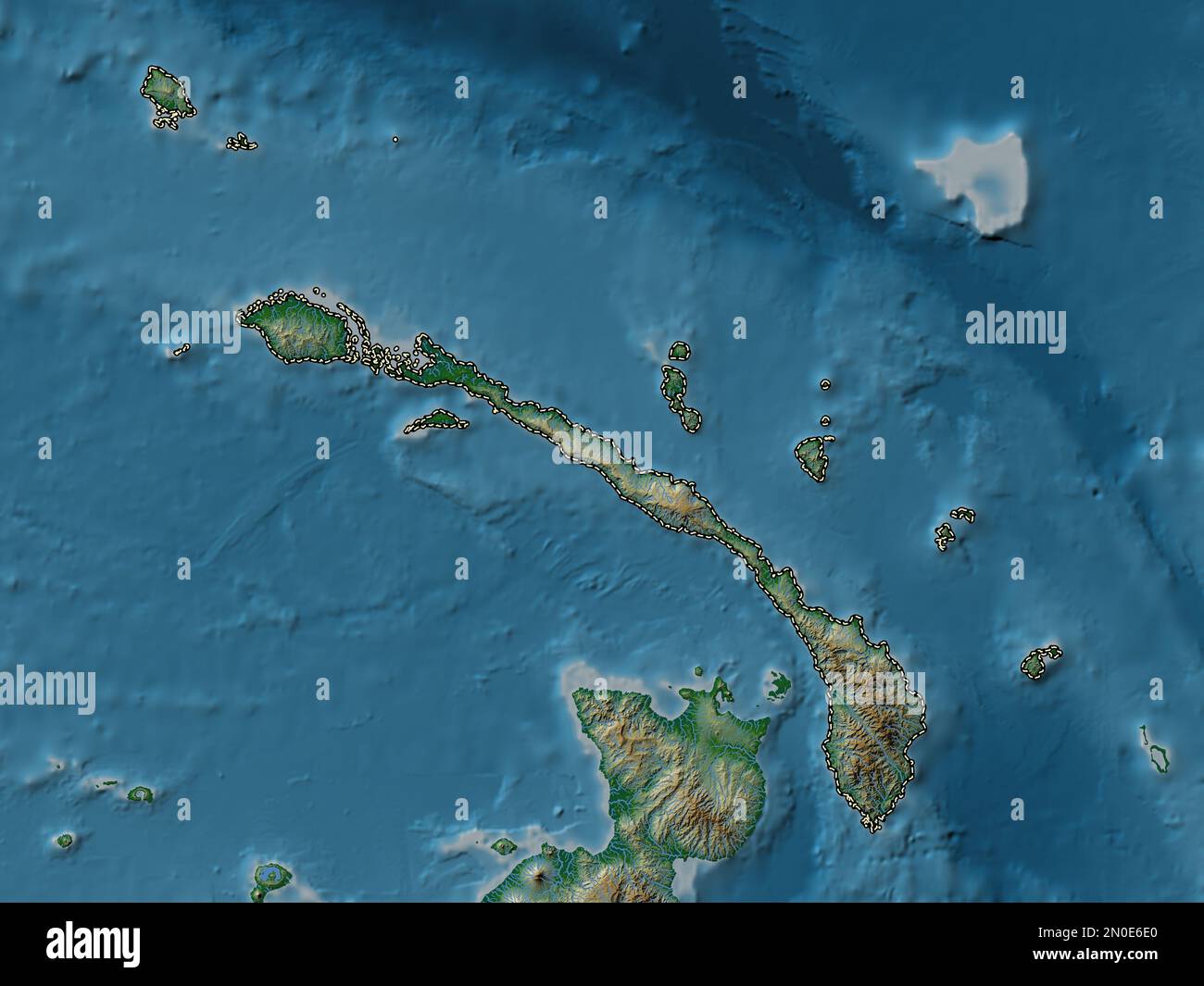 New Ireland, province of Papua New Guinea. Colored elevation map with ...