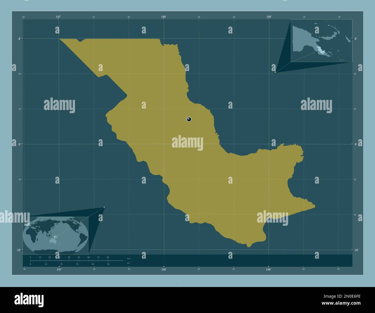 Oro, province of Papua New Guinea. Solid color shape. Corner auxiliary ...