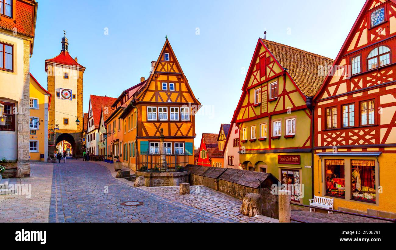Rothenburg ob der Tauber, Germany - April 24, 2013: Plonlein square in ...