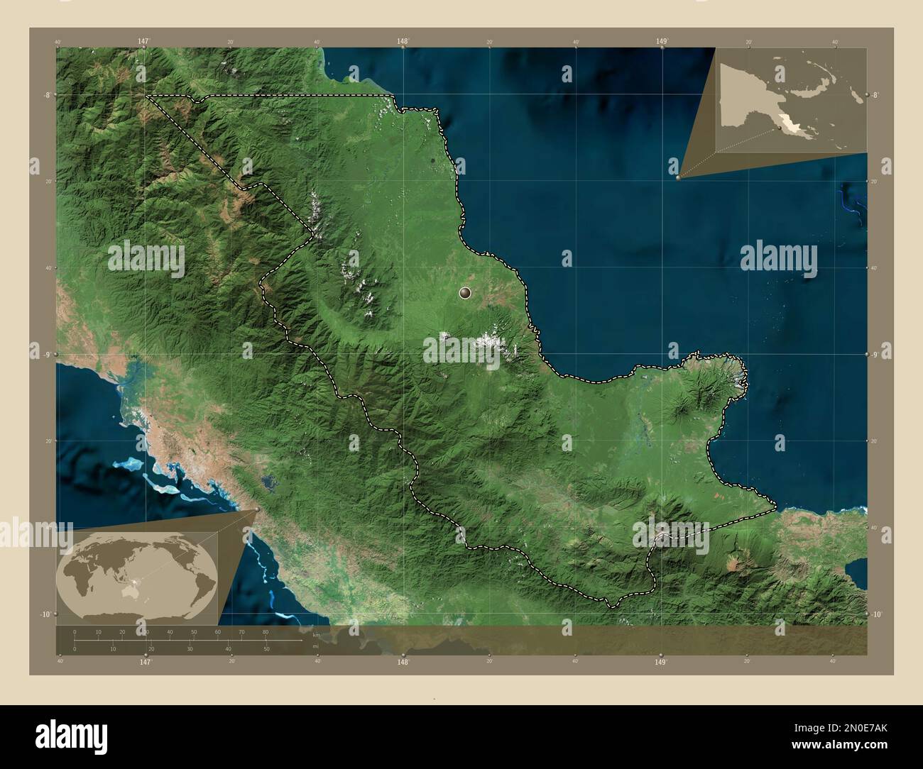 Oro, province of Papua New Guinea. High resolution satellite map ...