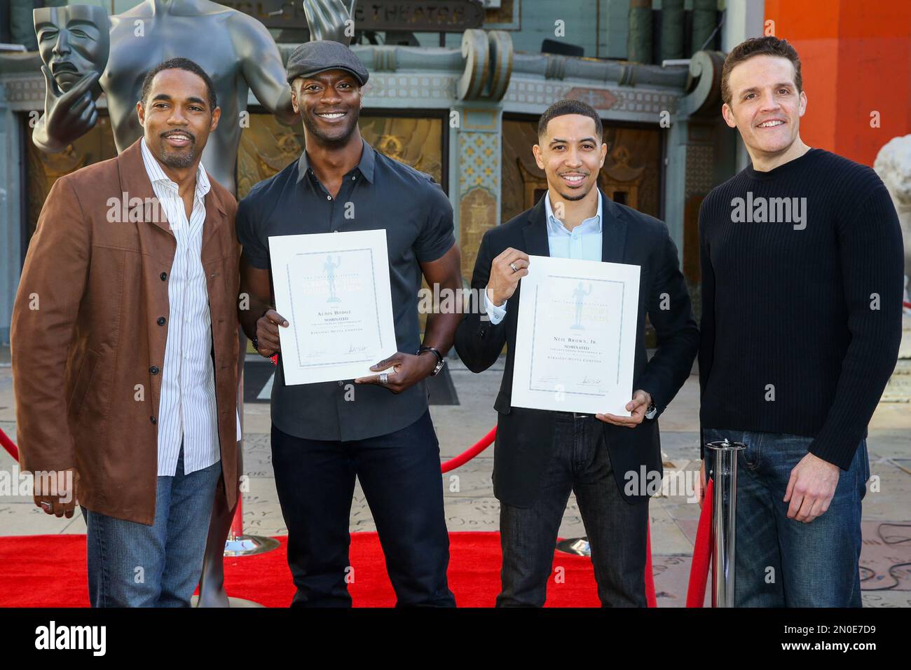 From left, Jason George, Aldis Hodge, Neil Brown Jr. and Woody Schultz ...