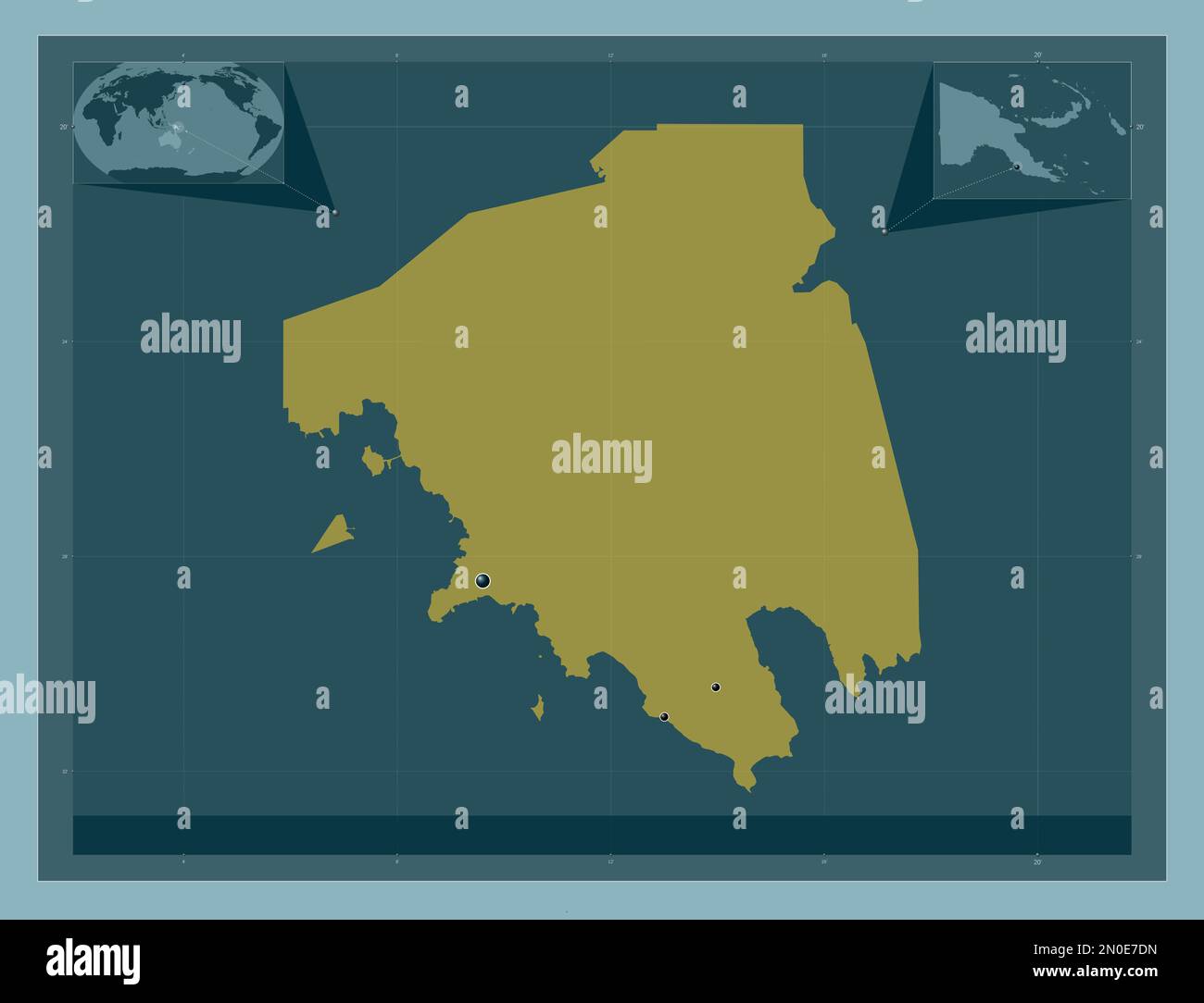 Port Moresby, district of Papua New Guinea. Solid color shape ...