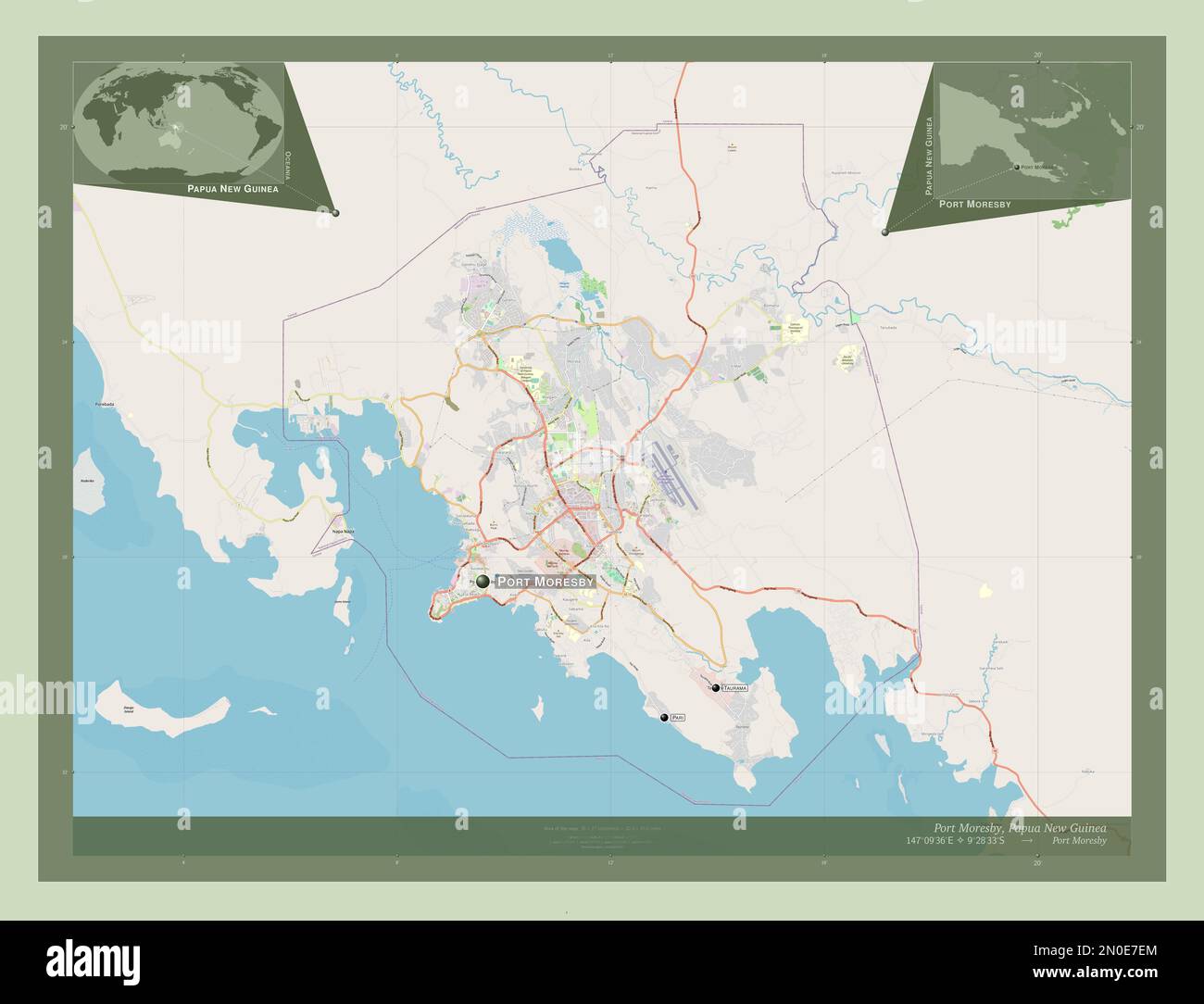 Port Moresby, district of Papua New Guinea. Open Street Map. Locations ...