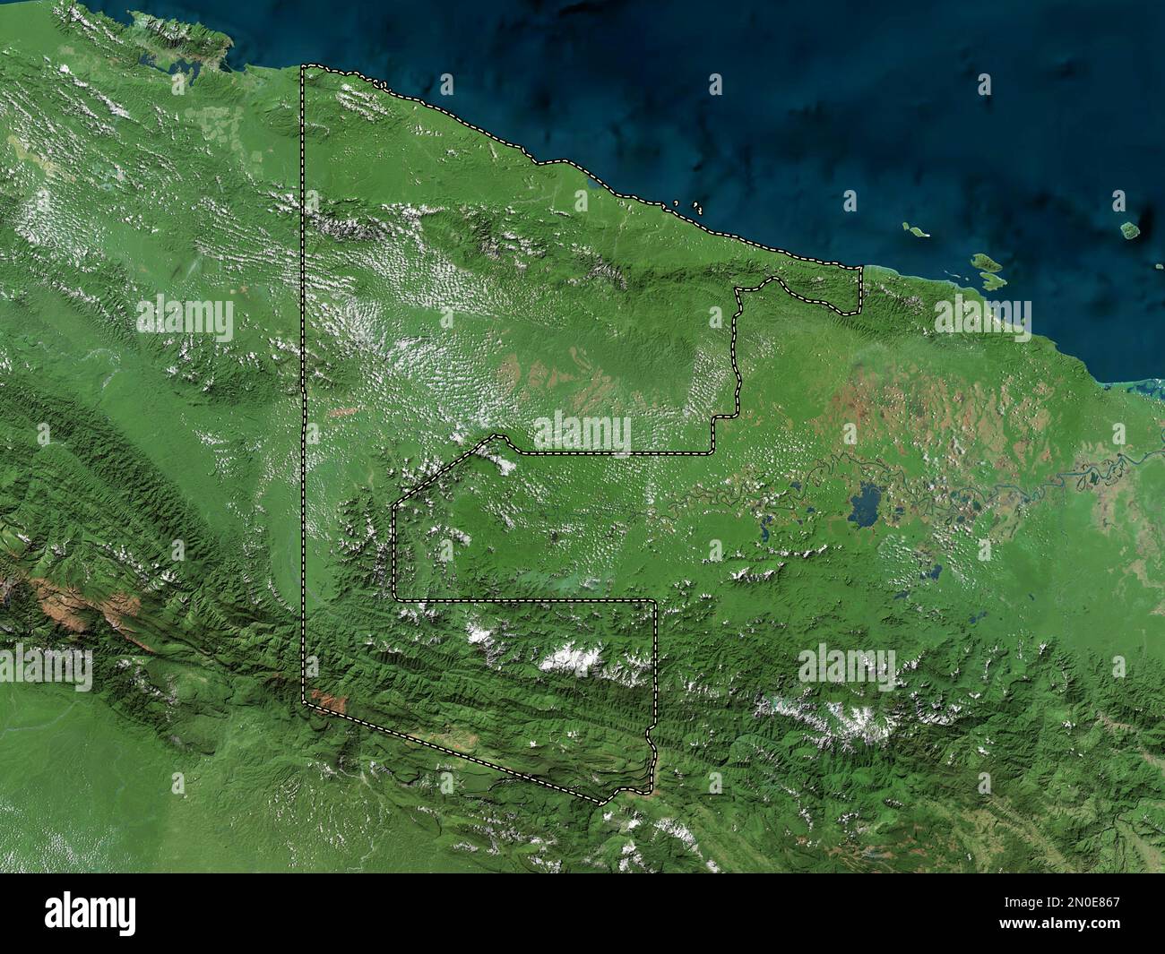 Sandaun, province of Papua New Guinea. High resolution satellite map ...