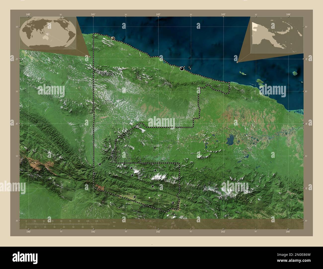 Sandaun, province of Papua New Guinea. High resolution satellite map ...