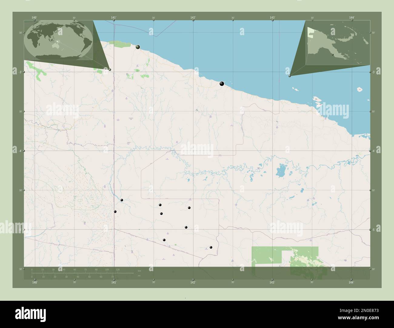Sandaun, province of Papua New Guinea. Open Street Map. Locations of ...