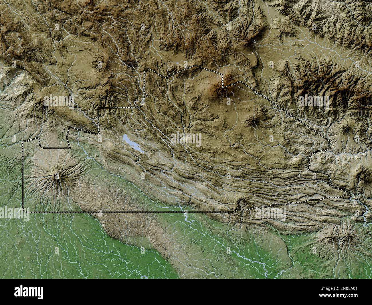 Southern Highlands, province of Papua New Guinea. Elevation map colored ...