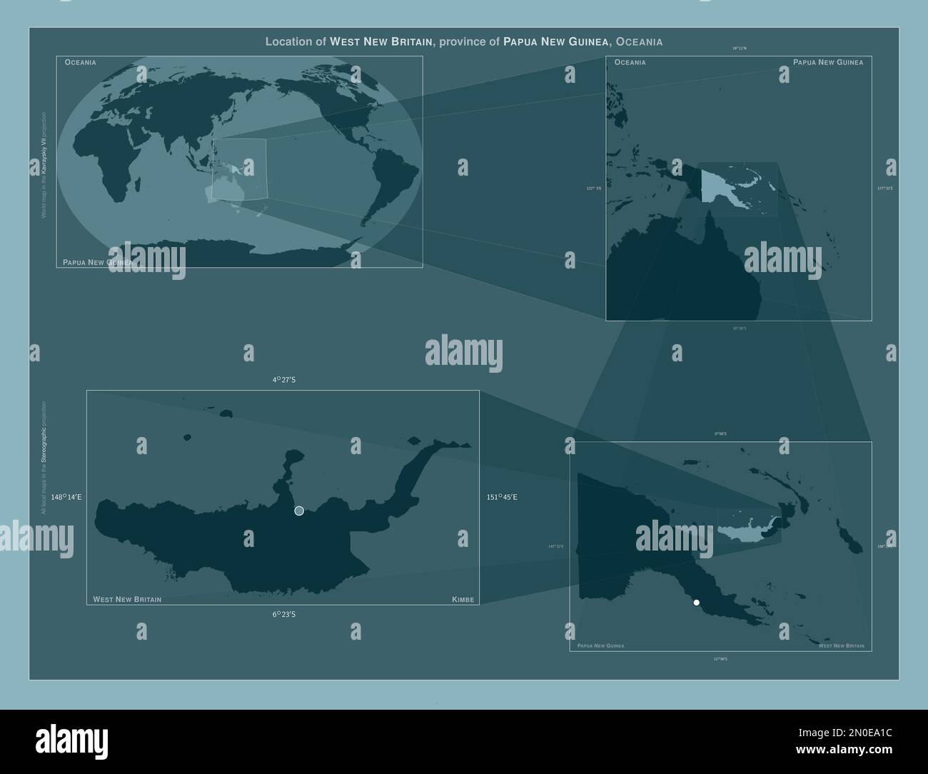 West New Britain, province of Papua New Guinea. Diagram showing the ...