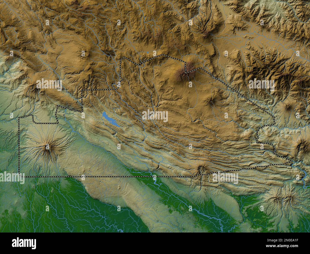 Southern Highlands, province of Papua New Guinea. Colored elevation map ...